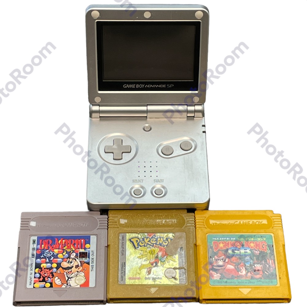 Used Nintendo Gameboy Advance SP - Silver + Games Bundle - Own4Less